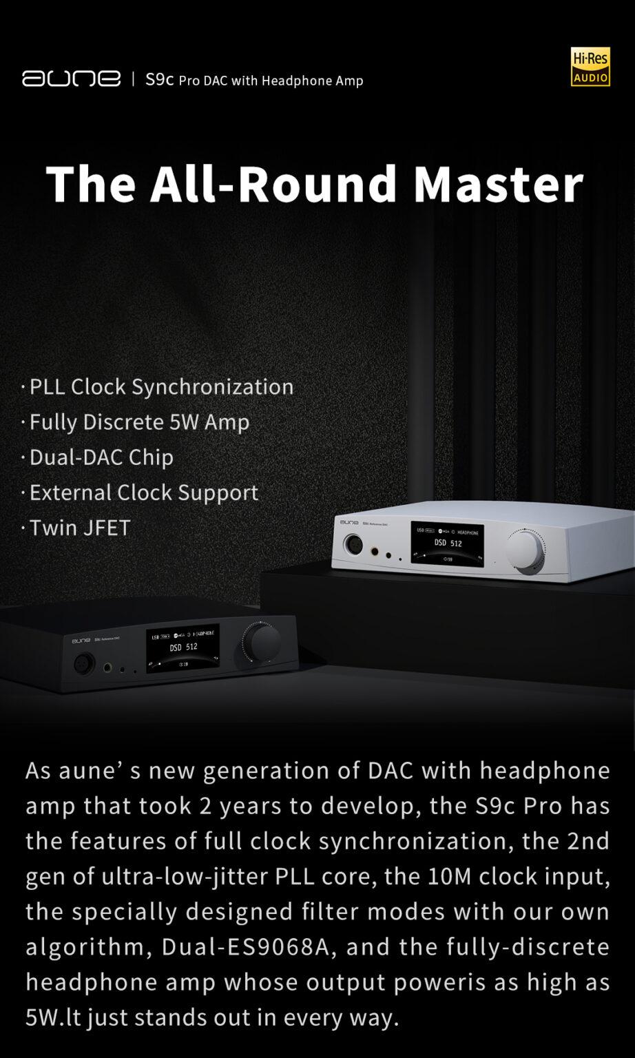 AUNE S9c PRO Headphone AMP / DAC + BT - HiFi Connect